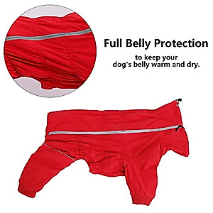 Geyecete Dog Zip Up Dog Coat with Legs Comfort-Waterproof Jacket Reflective Safety,Elasticity Pet Jacket for Large Medium and Small Dogs Puppy Four Legs-Red-XL