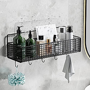 Prasacco 8 Pcs Shower Shelf Adhesive Hooks, Shower Caddy Adhesive Replacement, Strong Adhesive Hooks for Shower Corner Shelf Basket