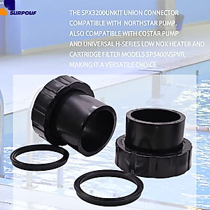 SURPOUF 2 Pack SPX3200UNKIT Compatible with Hayward Union Connector Kit,Hayward Tristar, Northstar, EcoStar Pumps, SwimClear Cartridge Filter Universal H-Series Low Nox Heater
