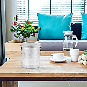 WRITWAA 1Pc Creative Desktop Iron Wastebasket, Decorative Bucket Shaped Rubbish Bin with Cover, Small Trash Bin Bedside Garbage Can Trash Bin for Vanity, Bedroom, Kitchen