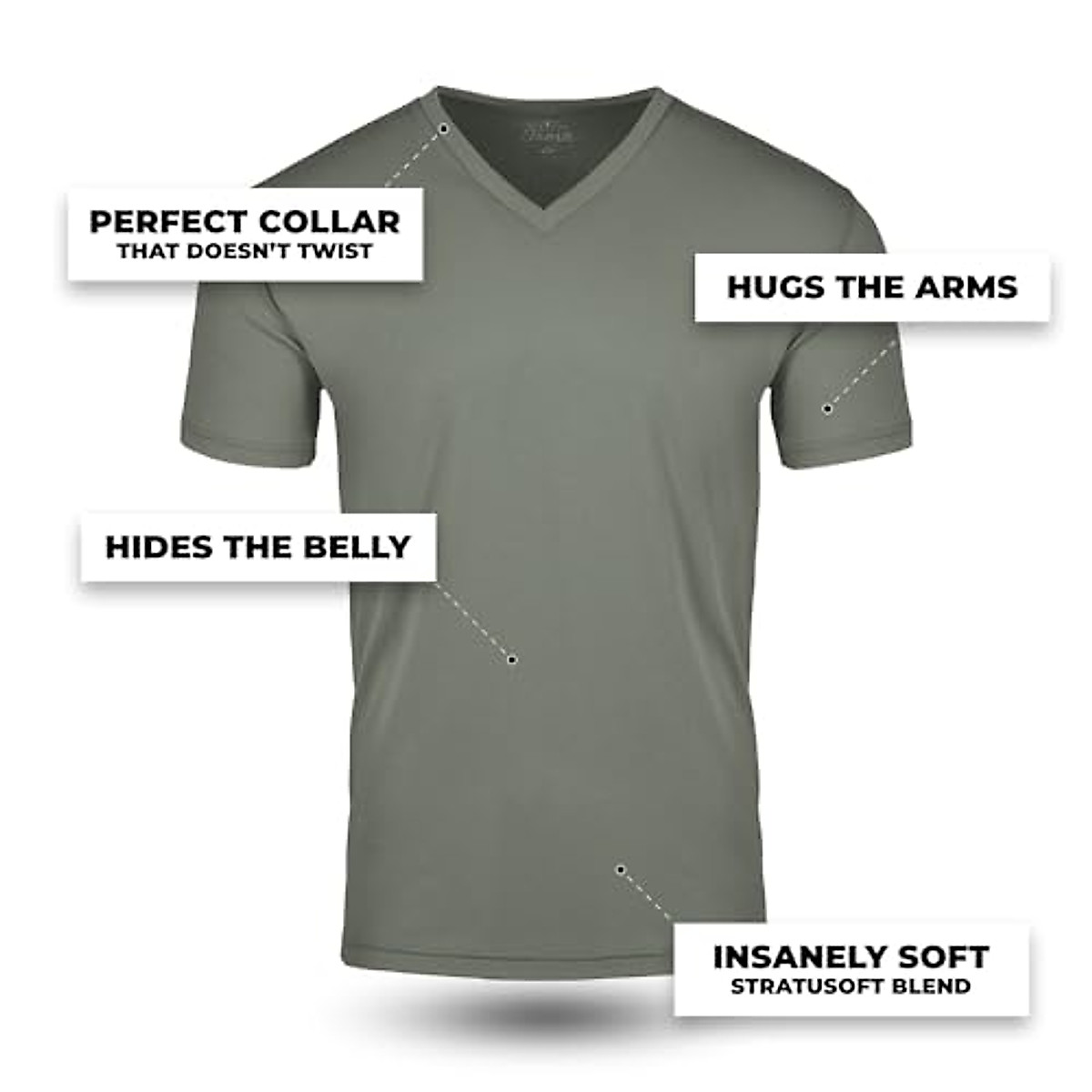 Fresh Clean Threads Light Green V Neck T Shirts for Men - Pre Shrunk Soft Fitted Premium Classic Tee - Men's T-Shirt Cotton Poly Blend - Large