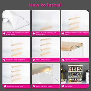 Nynelly 3-Layer Acrylic Display Case, Wall Mounted Display Box Countertop Cabinet for Collectible, Clear Display Case with Door for Mini Funko Pop, Action Figure, 11.5" L x 3.3" W x 15" H,Walnut