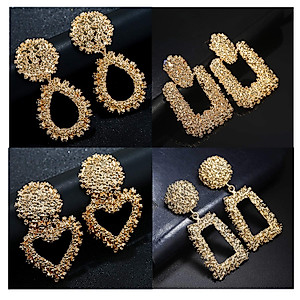 ATIMIGO 6 Pairs Gold Statement Drop Earrings Metal Geometric Dangle Drop Earrings for Women