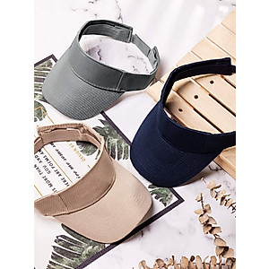 5 Pieces Sport Wear Athletic Visor Sun Visor Adjustable Cap Men Women Sun Sports Visor Hat (Navy, Black, White, Khaki, Light Gray)