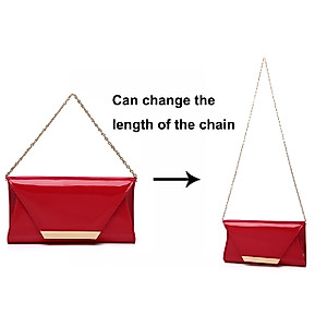 MUDUO Women Patent Leather Fashion Clutch Purses Evening Bag Handbag (RED)