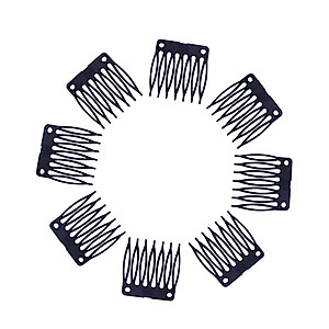 50 PCS Hair Clip Combs for Wigs - 7-Teeth Plastic Combs with Caps, Ideal for Wig Making Accessories (Black)