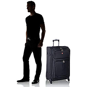 SwissGear Sion Softside Expandable Roller Luggage, Black, Checked-Large 29-Inch