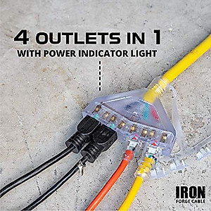 30 Amp Generator Cord - 25 Ft 4 Outlet Generator Power Cable with Organizer, L14-30, 10/4 SJTW, 125/250v, 7500 Watt