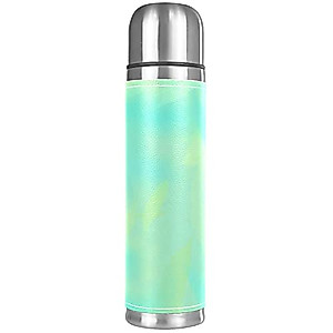 Stainless Steel Leather Vacuum Insulated Mug Psychedelic Thermos Water Bottle for Hot and Cold Drinks Kids Adults 16 Oz