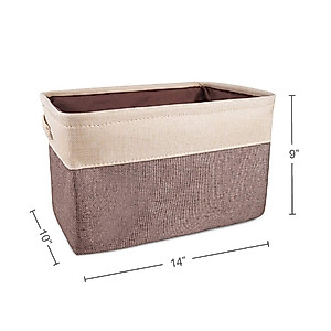 HOSEN Storage Basket Set 3 Pack Large 14 L x 10 W x 9 H - Collapsible Cotton Basket with 2 Handles Organizer Basket Bin Box for Organizing Shelf Nursery Home Closet （Coffee)