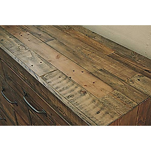 Signature Design by Ashley Sommerford Urban Industrial Butcher Block Style 9 Drawer Dresser, Brown