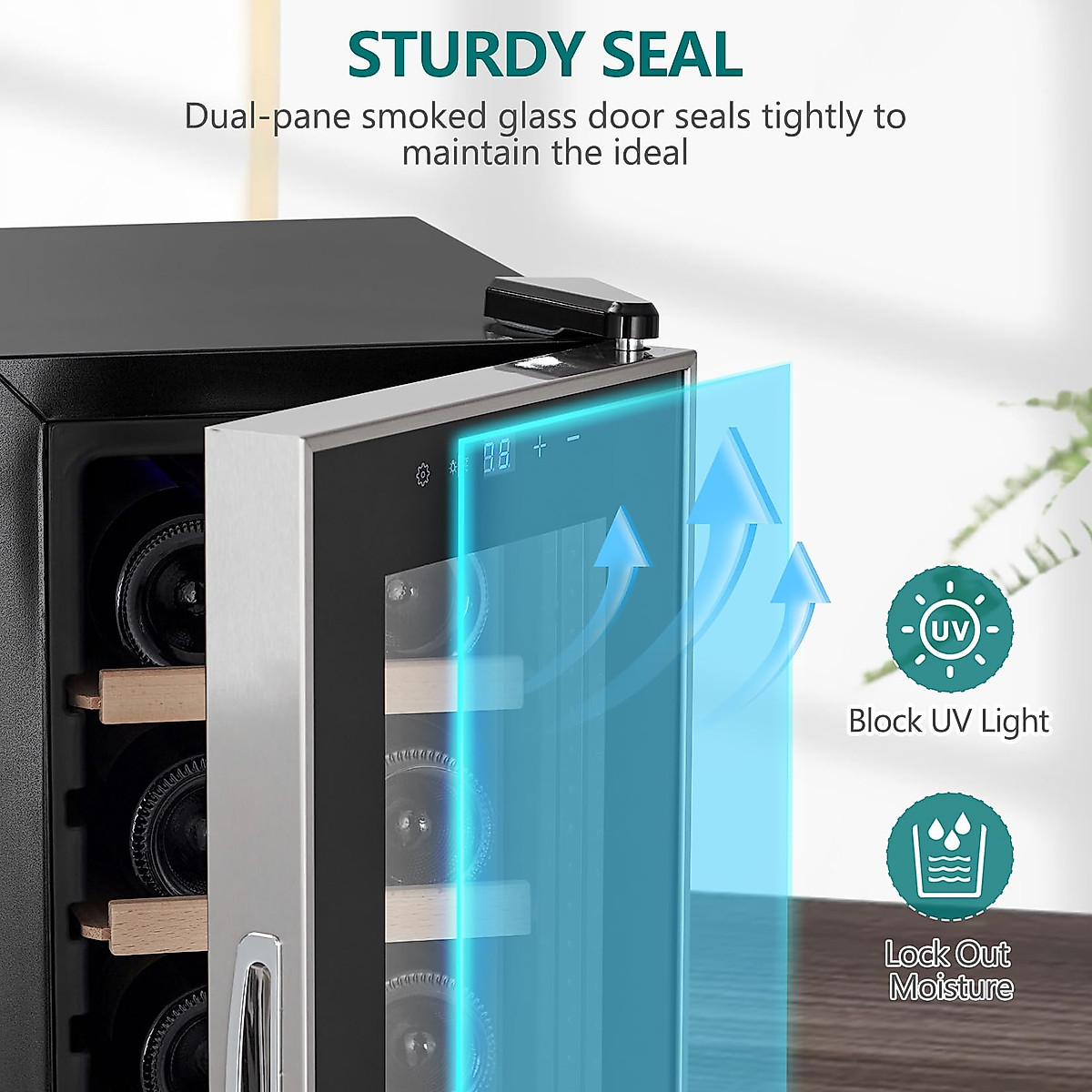 Towallmark 18 Bottle Compressor Wine Cooler, Wine Cellar with Adjustable Temp Control, Freestanding Beverage Refrigerator for Red, White, Champagne, Beer, Soda