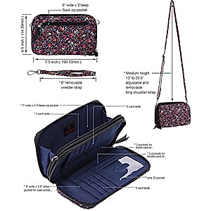 Brentano Cotton quilted double-zipper crossbody wallet purse and clutch (BABYSBREATH)