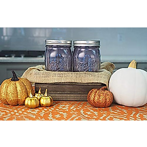 Ball Jar with Lid and Band - Pick Your Size and Color (Purple, Wide Mouth Quart - 32 oz.)