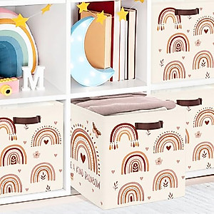 Clastyle 3 Pcs Boho Rainbow Kid Storage Bin Large Butterfly Girl Toy Basket for Clothes Book Gift Storage Box with Handle for Office Home Bedroom Nursery