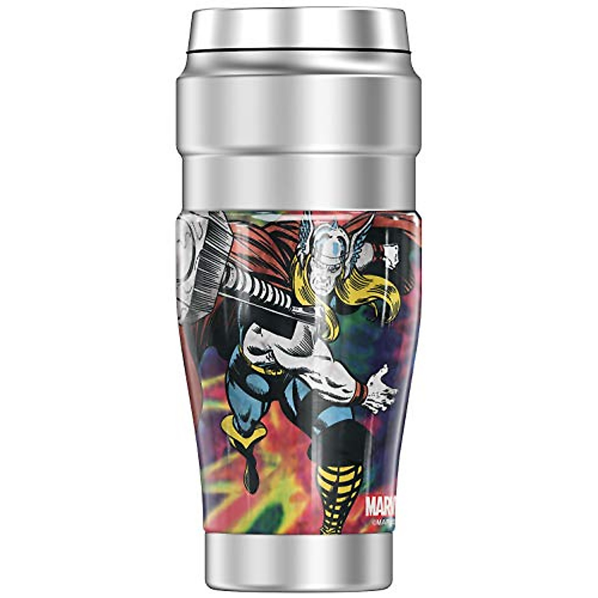 THERMOS MARVEL - Thor Tie Dye STAINLESS KING Stainless Steel Travel Tumbler, Vacuum insulated & Double Wall, 16oz