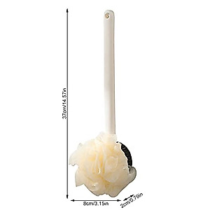 INGVY Dry Brushing Body Brush Bathroom Long Handle Back Brush Double Sided Shower Fine Sponge Body Scrubber Skin Exfoliating Bath Brush SPA Washing Tool (Color : Yellow)