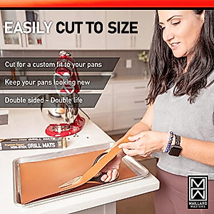 Non-Stick Copper Grill Mat Set & Baking Sheets - Pack of 5 Reusable BBQ Mats for Gas, Electric & Outdoor Grill - Multipurpose Easy To Clean Charcoal Grill Accessories (15.7 x 13 Inch)