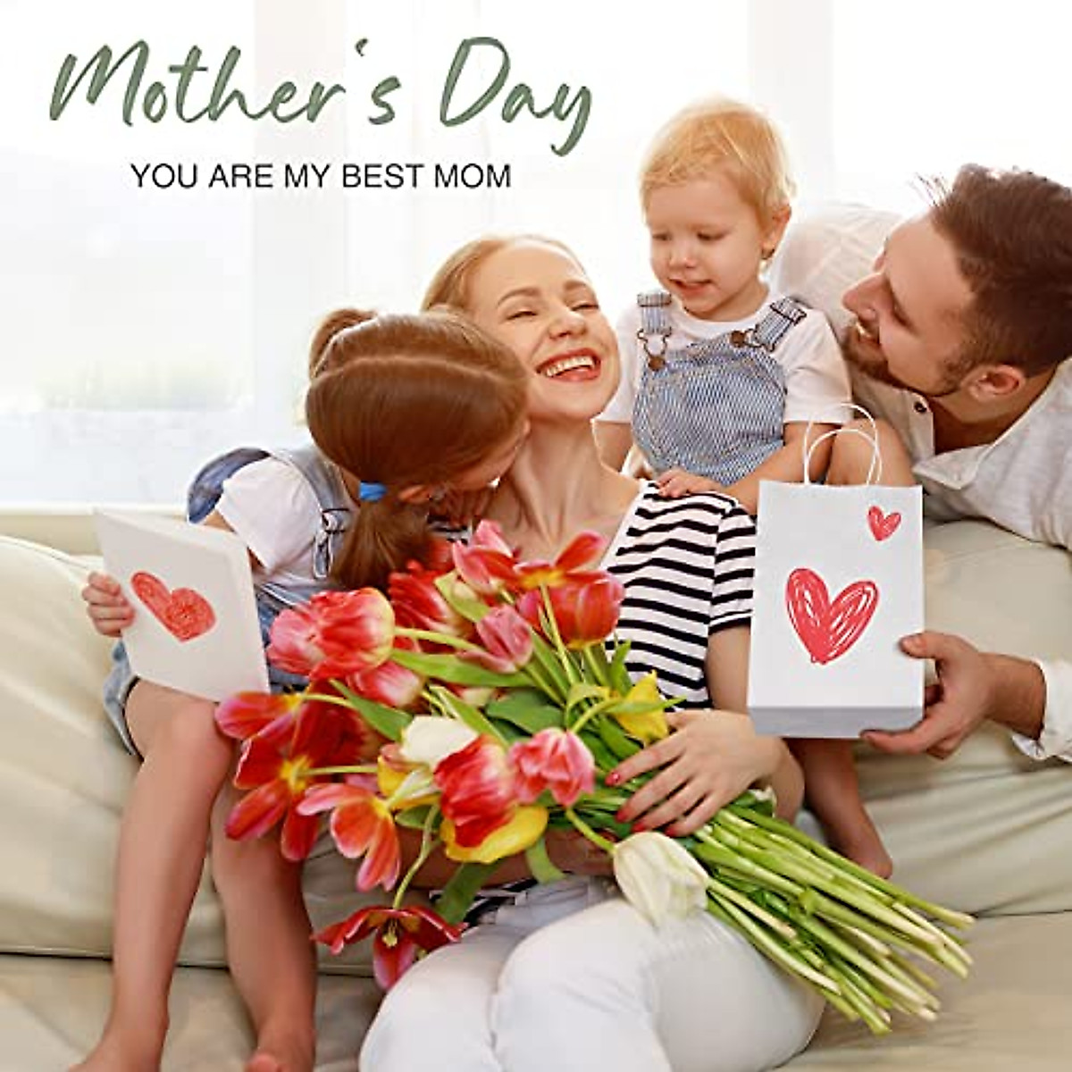 GSSUSA Kraft Paper Gift Bags 5.25x3.75x8 Paper Bags with Handles, White (20 Pcs), Bulk Kraft Gift Bag for Shopping, Craft, Grocery, Party, Retail, Lunch, Business, Wedding, Merchandise, Boutique