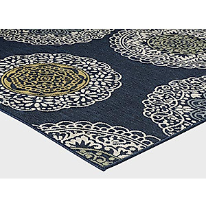 LOOMAKNOTI Havani Anshayo 2' x 7' Blue Medallion Indoor/Outdoor Runner Rug