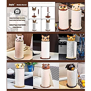 Aayla Paper Towel Holder - Metal Unique Cat Paper Towel Roll Stand for Counter Top of Kitchen Home Dining Bathroom, Adorable Gifts for Cat Dog Pet Lovers (Cat - Brown)