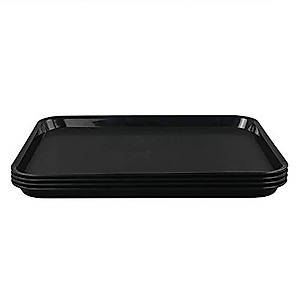 Nicesh 4-Pack Plastic Fast Food Serving Trays, Black, F