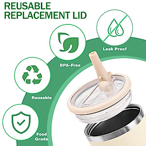 30oz & 20oz Replacement Lid for Stanley IceFlow Stainless Steel Tumbler Flip Straw, 2 PCS Spill Proof Lid Fit for Stanley IceFlow, Leak-Proof Splash Resistant Replaceble Cover Cap, Lvory*2