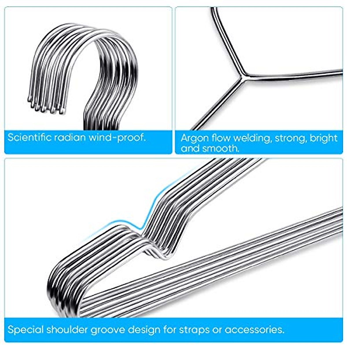 Fayleeko Wire Hangers 10 Pack Coat Hangers Strong Heavy Duty Stainless Steel Metal Hangers 16.5 Inch Ultra Thin Space Saving Clothes Hangers