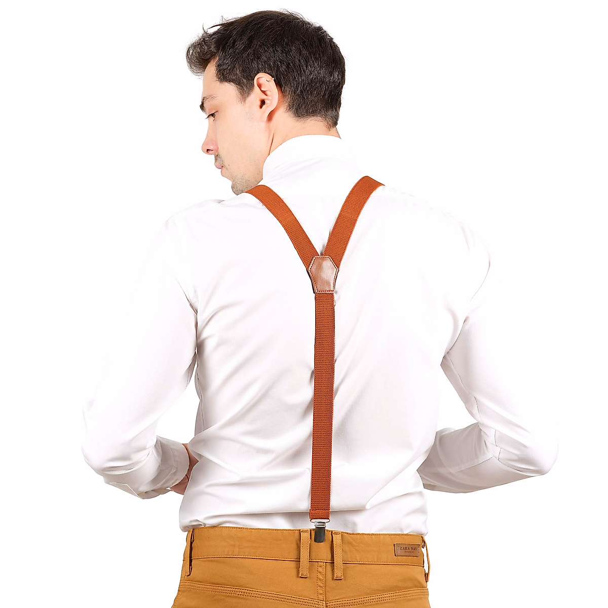 Action Ward Suspenders for Men | Y Back Elastic Suspender Braces (Brown Rust, 10)