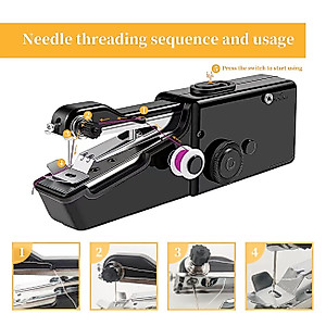 Handheld Sewing Machine,Mini Sewing Machine for Quick Stitching,Portable Sewing Machine Suitable for Home,Travel and DIY,Electric Handheld Sewing Machine for Beginners，easy，Black