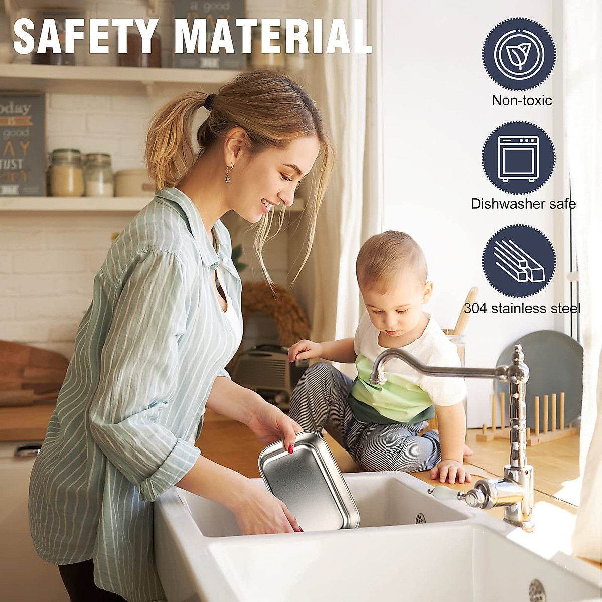 CUJGT Electric Lunch Box Food Heater, 75w Portable and Leakproof Heated Lunch Boxes For Adults With 1.8L Removable 304 Stainless Steel Container, 12v 24v 110v Electric Lunch Box for Car Truck Home