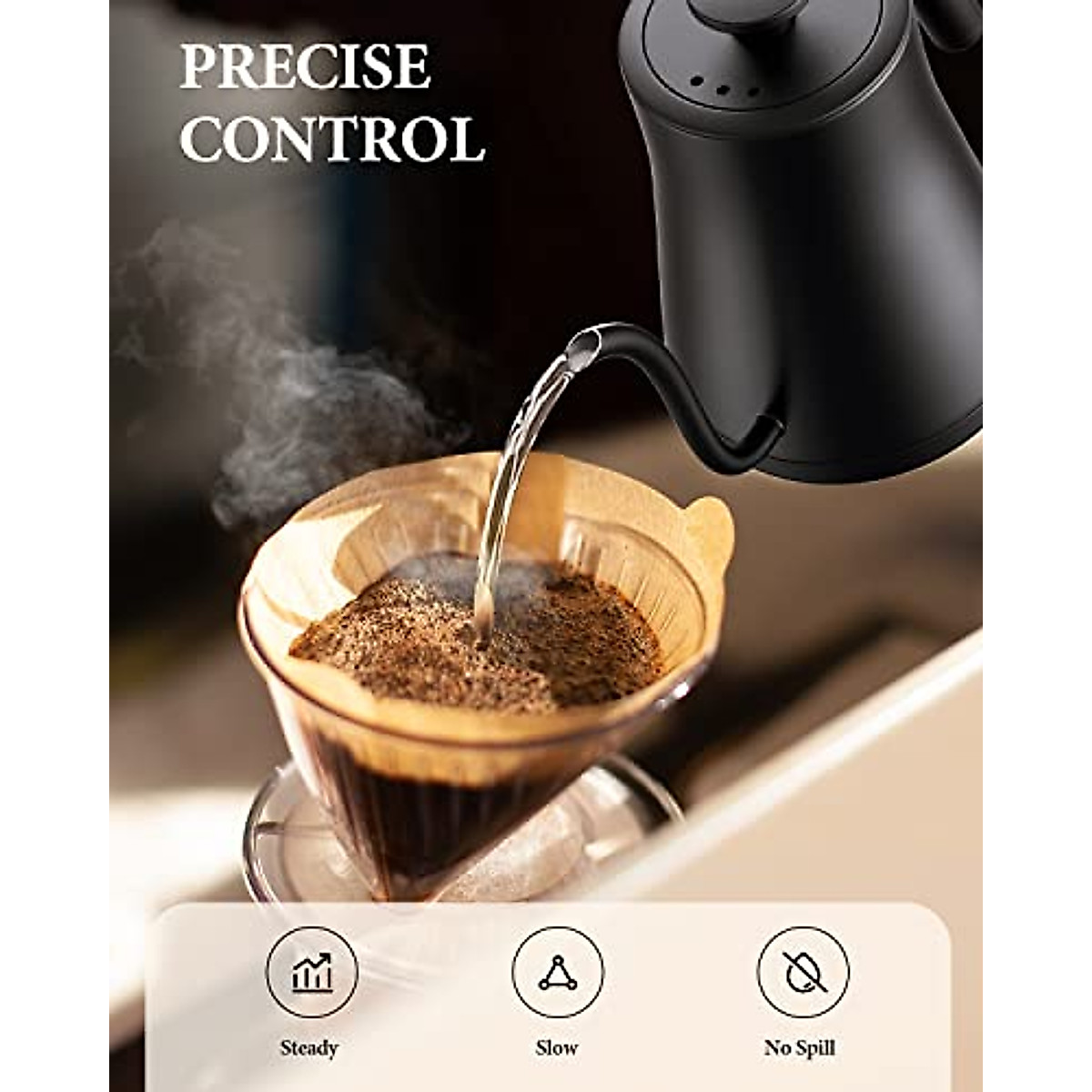 Ulalov Gooseneck Electric Kettle, 0.9L Fast Boiling Hot Water Kettle, Stainless Steel Electric Tea Kettle, 1200W Pour Over Kettle for Coffee&Tea, Leak-Proof, Auto Shutoff, Anti-dry