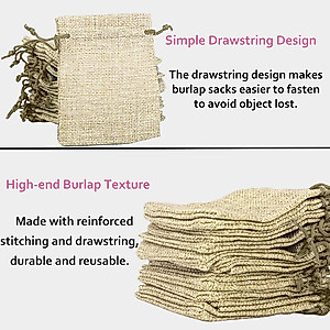 LYSXP 50PCS Burlap Bags with Drawstring，3x4 Inch Cream color Drawstring Gift Bag Jewelry Pouches for Wedding Party Favors, DIY Craft