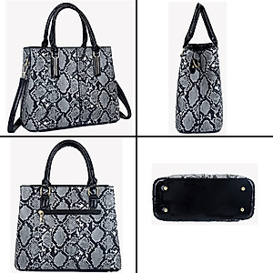 Women Handbag PU Leather Snake Print Handbag Set Chain Shoulder Bag Messenger Bag 2 Pcs Set-Red