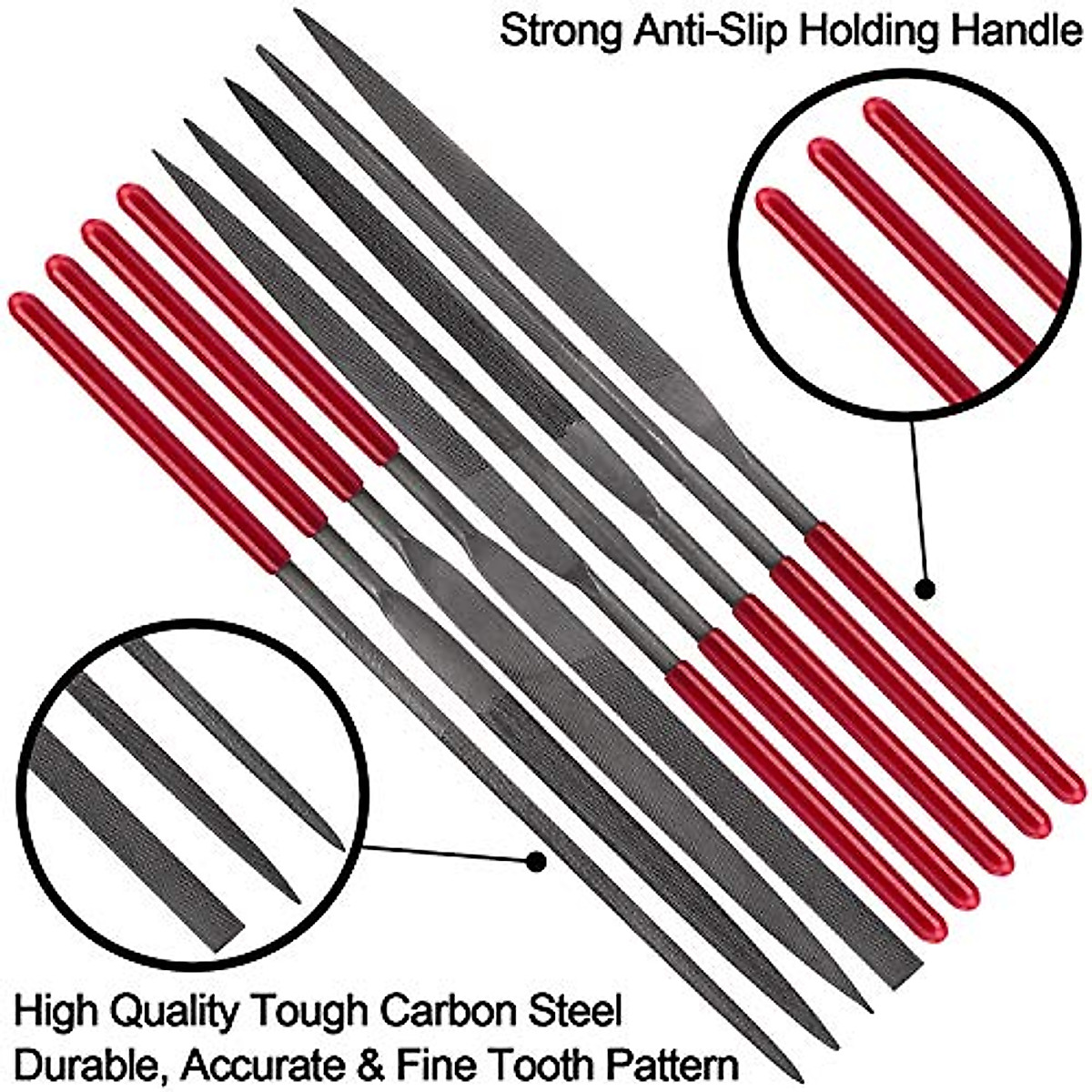 ANCIRS 10 Pack Needle File Set, Mini Needle Jewelry File Set, Hardened Alloy Strength Steel Files