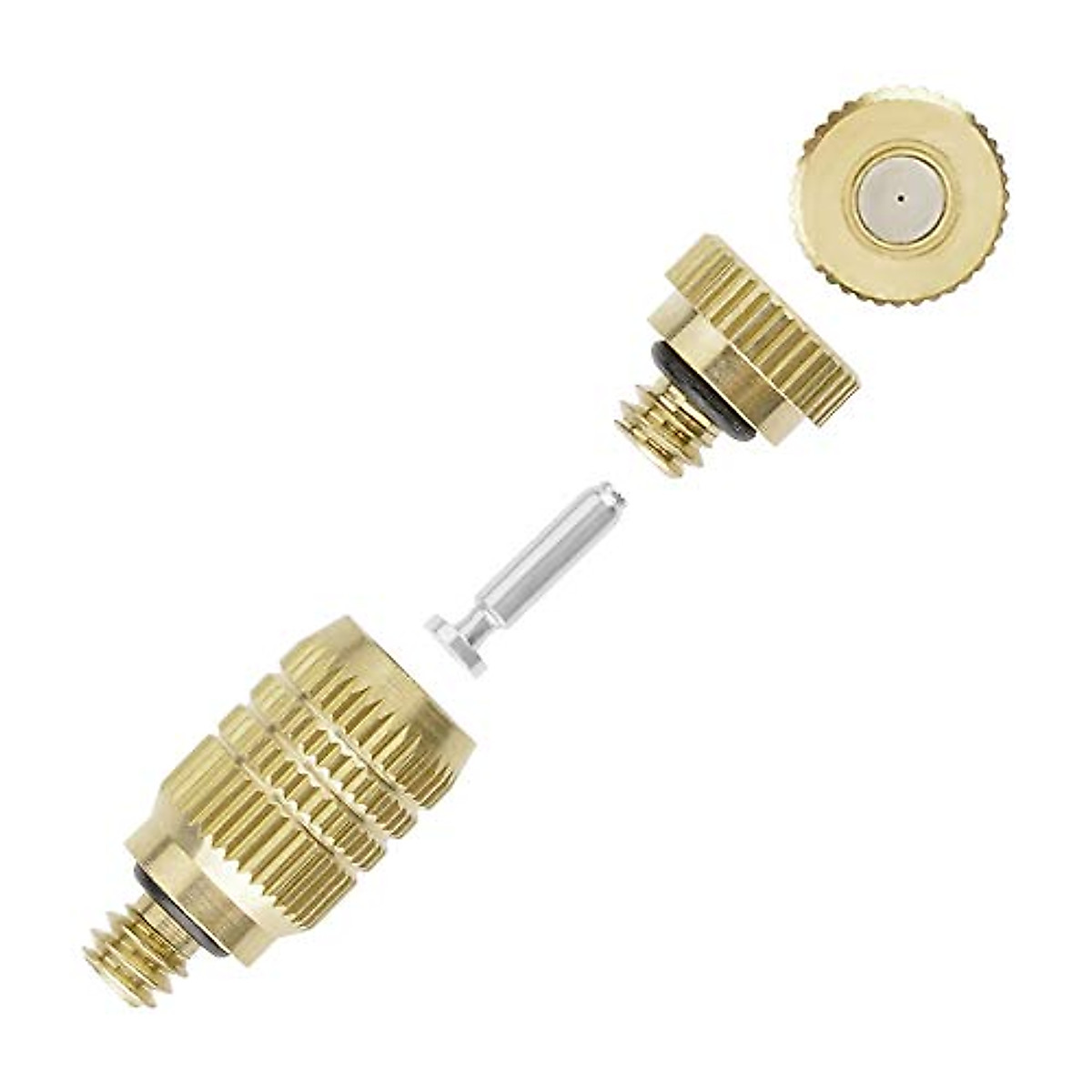 Bluecell 8pcs High Pressure Brass Misting Nozzles Fogging Spray Head for Outdoor Cooling System, 0.016" Orifice (0.4mm) 10/24 UNC Thread