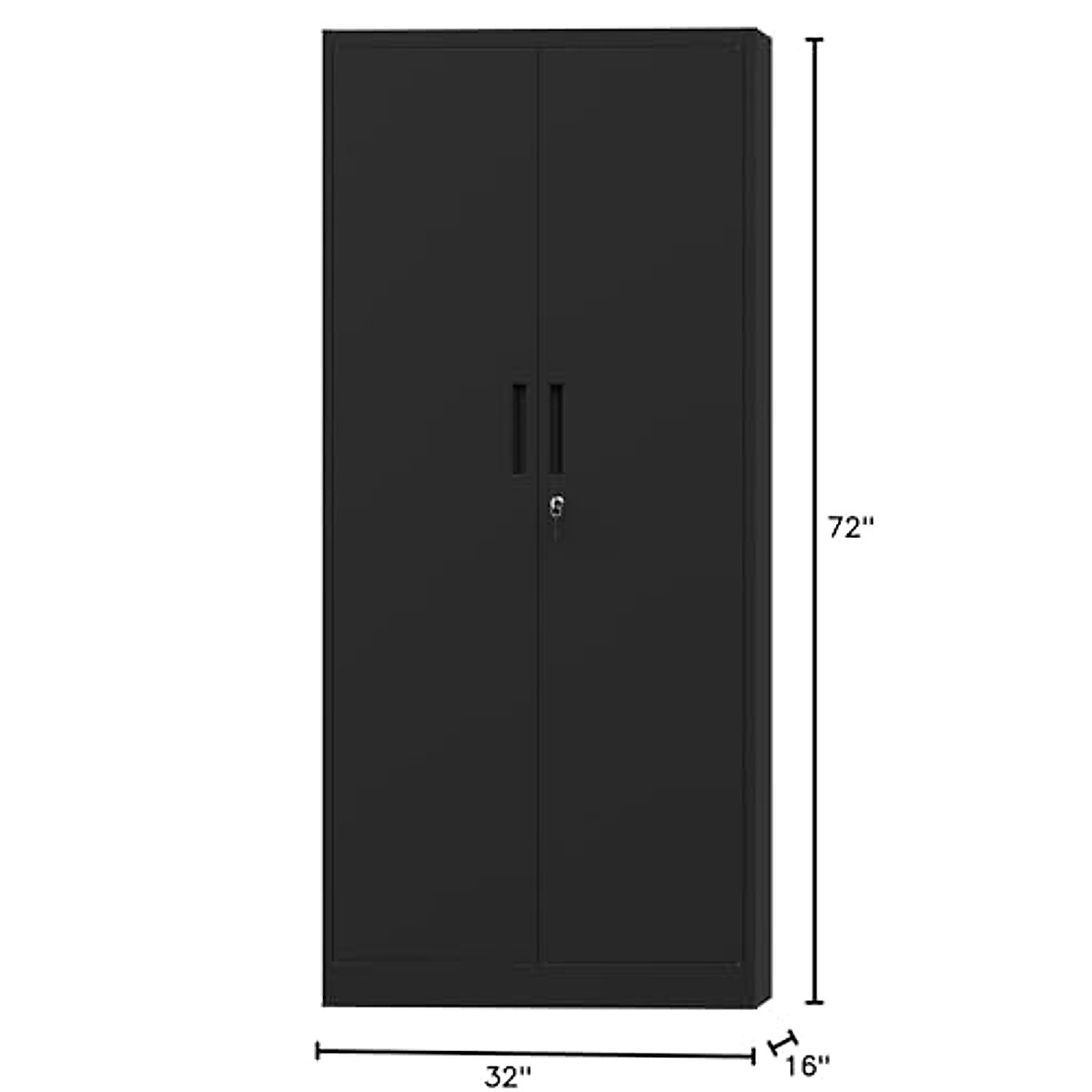 Maemttes 72" Metal Storage Cabinet with Doors and Shelves, Tall Garage Cabinets Lockable File Cabinet, Heavy-Duty Locker Cabinet Tool Cabinet for Garage, Office, Home, Kitchen (Black)