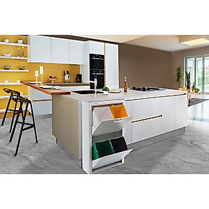 DON HIERRO - CUBEK - Recycling trash can, cabinet trash can, waste bin, 4 individual tilt-out compartments. - White