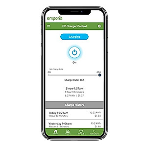 EMPORIA EV Charger Level 2, 48 amp Indoor/Outdoor Electric Car Charger, NEMA 14-50 EV Charger Plug or Hardwired, UL/Energy Star WiFi Enabled EVSE Level 2 Charger, 24ft Cable - 240v Level 2 EV Charger