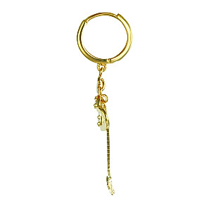 14k REAL Yellow Gold Heart & Star CZ Drop Earrings