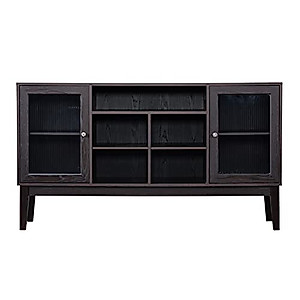 Mixcept Wood 60” Sideboard Buffet Table Storage Cabinet Console Table with 2 Doors and Adjustable Shelves, Cupboard Kitchen Sideboard for Kitchen Dining Room, Espresso