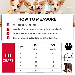 TEOZZO Dog Shoes Dog Boots & Paw Protector, Anti-Slip Sole Winter Dog Booties with Reflective Straps Dog Snow Boots for Small Medium Dogs 4PCS Red 5