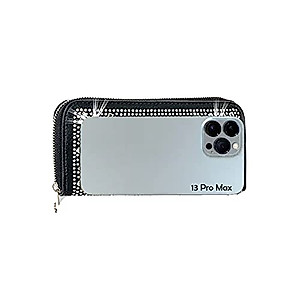 HANDBAG EXPRESS Bling Rhinestone Design Sparkle Accordion Wallets for Women Purse Multi Colors (7379-Silver)