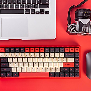 YUNZII KC84 SP 84 Keys Hot Swappable Mechanical Keyboard with PBT Dye-subbed Keycaps, RGB,NKRO Programmable Keyboard (Gateron Black Switch, Carving Front SP Red)
