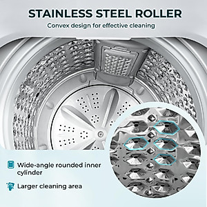 Euhomy 1.03cu.ft Portable Washer, 8.8LBS Capacity Small Portable Washing Machine with 10 Programs 5 Water Levels, Drain Pump and LED Display,Compact Washer for Apartments, RVs, Homes, Light Gray