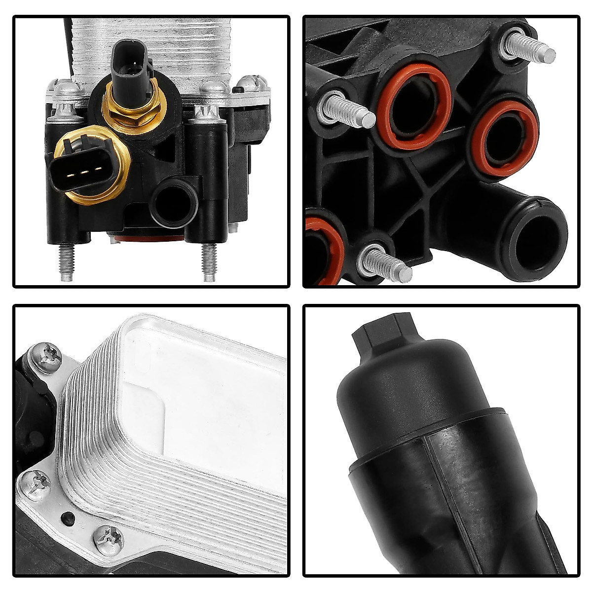 Oil Cooler Oil Filter Housing with Gaskets | Compatible With 3.6L 2011-2016 Dodge Journey Grand Caravan Jeep Wrangler Chrysler 200 300 Ram ProMaster & More | Replaces# 5184294AE, 68105583AF