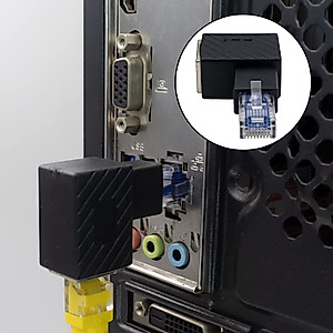 Duttek Ethernet Adapter 90 Degree, Right Angled RJ45 Male to Female Ethernet Extender Adapter, Cat5e/Cat6 RJ45 Ethernet, for Modem, Router, PC, Network Printer, Laptop, LAN, Switch, etc 2 Pack