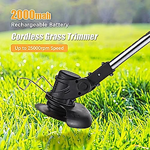 Ailgely Cordless Grass Trimmer Weed Wacker 12V Weed-Wacking Machine Lightweight Adjustable Height Metal Cutting Blade for Garden and Yard Bush Mowing Grass Lawn Pruning
