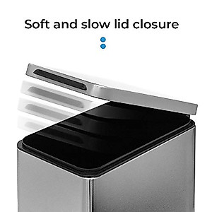 Home Zone Living 8 Gallon Slim Kitchen Trash Can, Stainless Steel, Step Pedal, 30 Liter