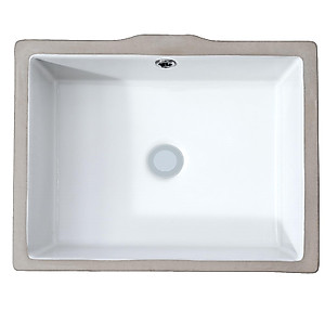 AMASHEN 16.8" Rectangular Undermount Bathroom Sink, Small Vitreous China Vanity Sink with Overflow, White